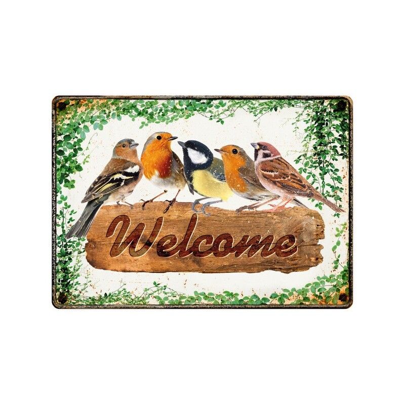 Sign Metal Welcome Birds (h) - Plenty Gifts