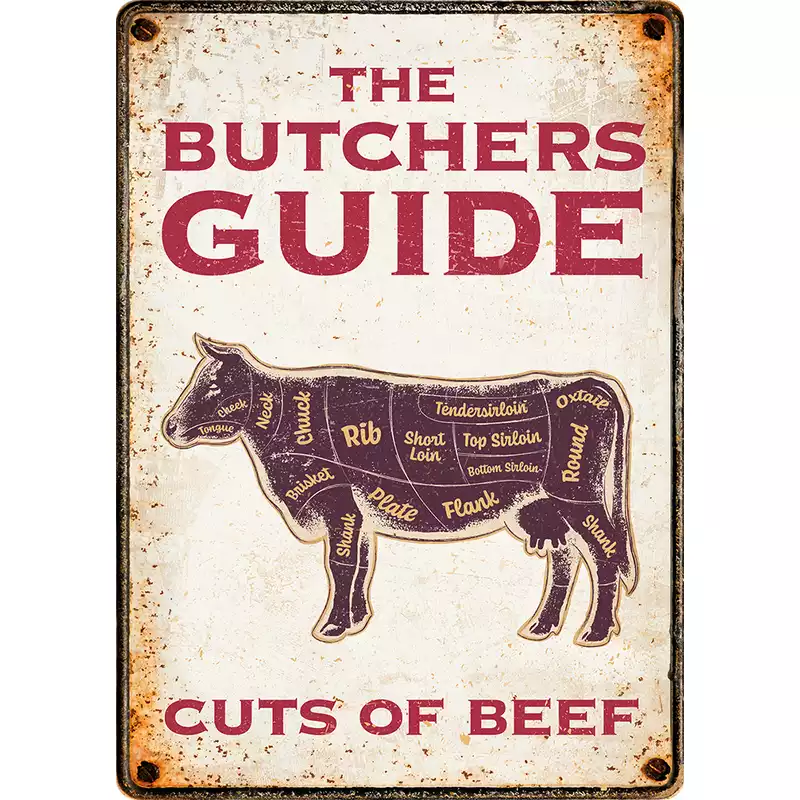 Sign Metal The Butchers Guide (v) - Plenty Gifts